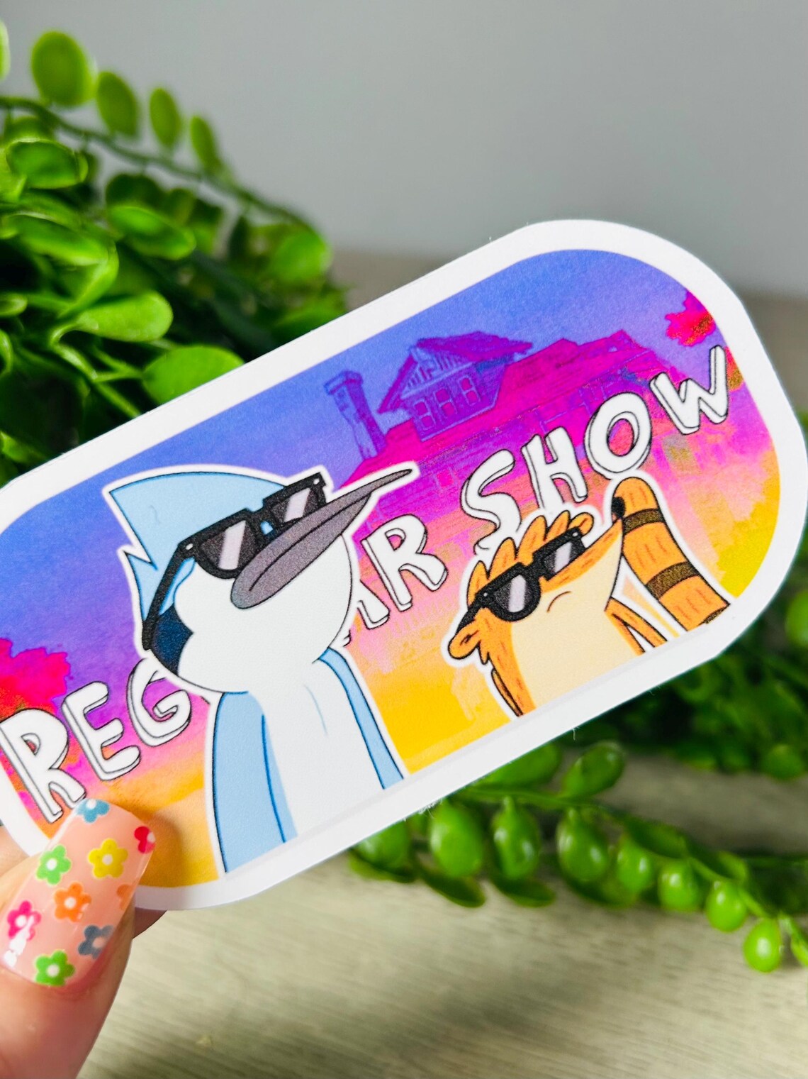 Regulat Show Inspired Die-cut Glossy Stickers Mordecai Rigby Muscle Man ...