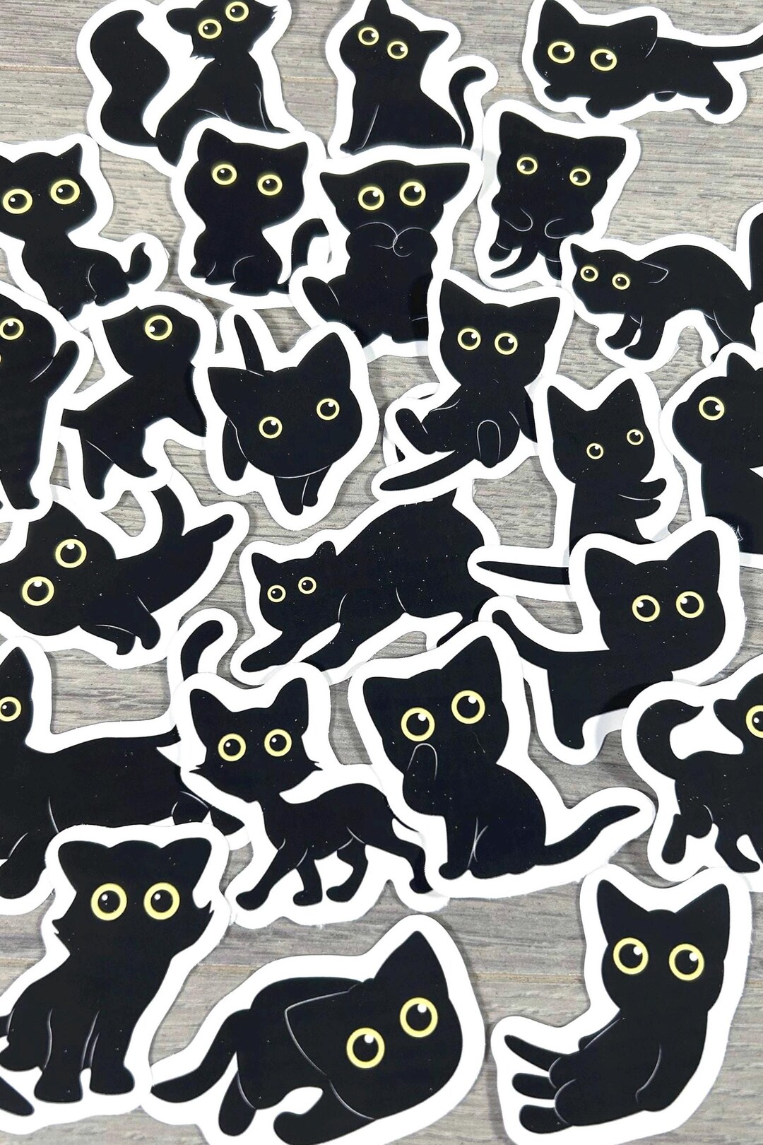 24 Lucky Black Cat Kitten Die-cut Matte Waterproof Stickers Handmade - Etsy