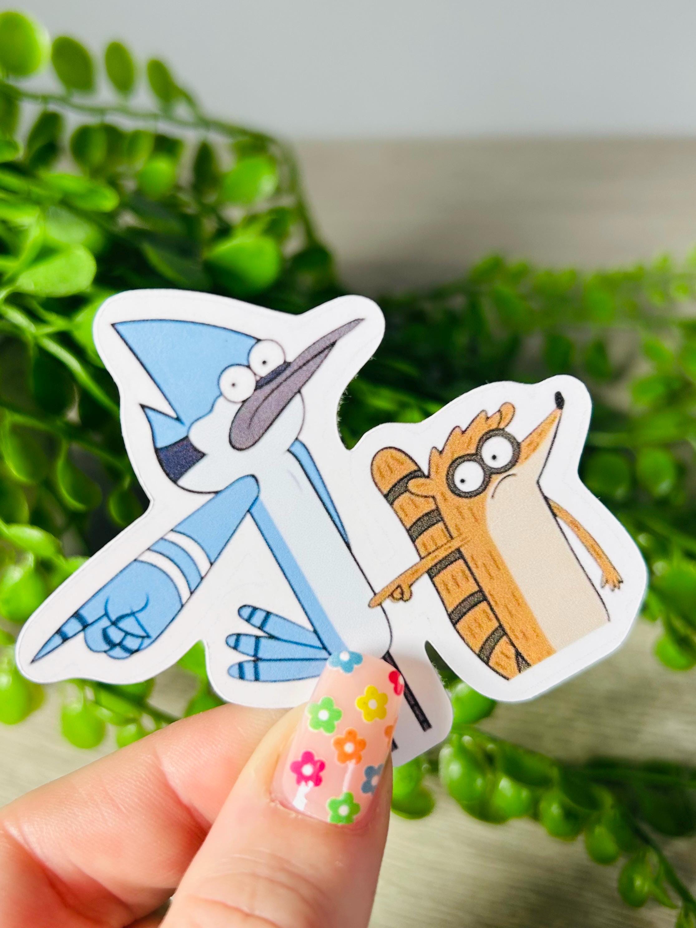 Regulat Show Inspired Die-cut Glossy Stickers Mordecai Rigby Muscle Man ...