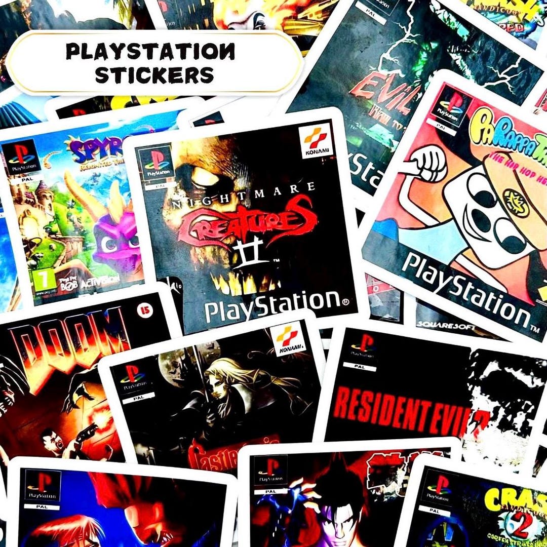 Playstation Cover Art Vinyl Glossy Waterproof Stickers 6 Sets to Choose ...