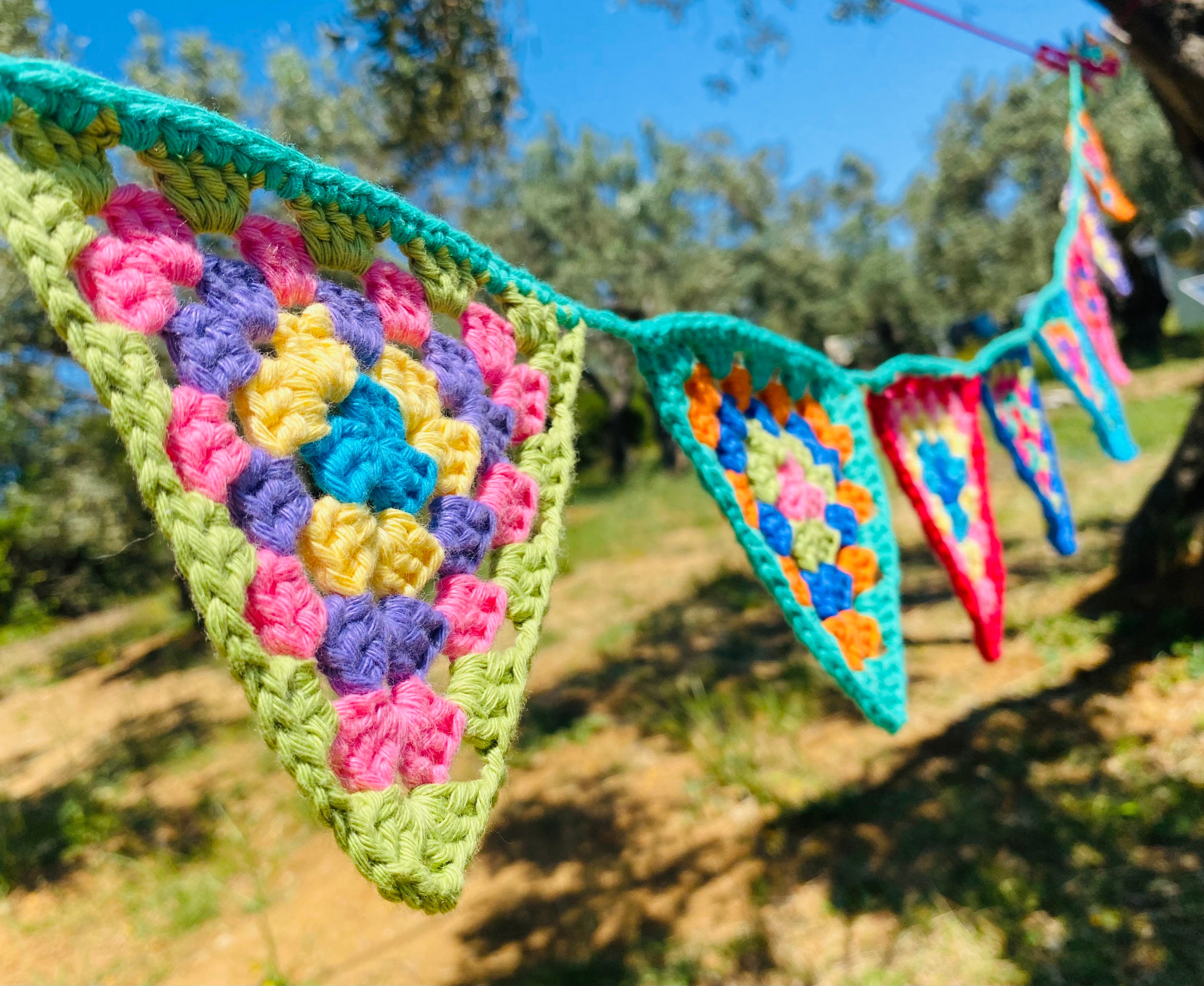 Crochet Colourful Garland,granny Square Pennant Garland,crochet Bunting ...