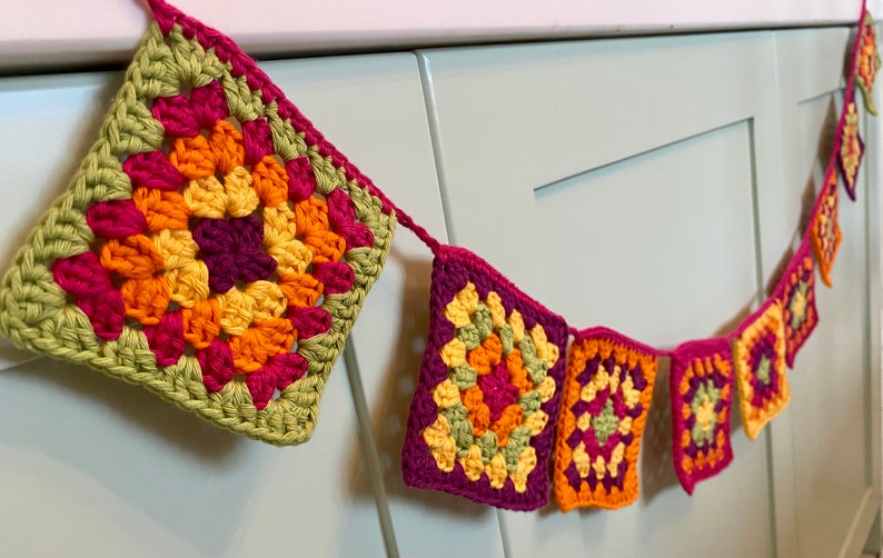 Crochet Colourful Garland,granny Square Pennant Garland,crochet Bunting ...