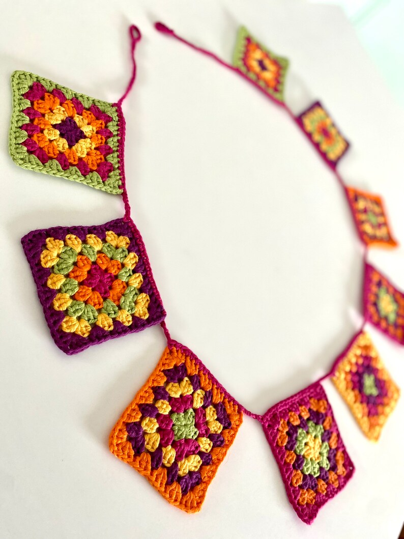 Crochet Colourful Garland,granny Square Pennant Garland,crochet Bunting ...
