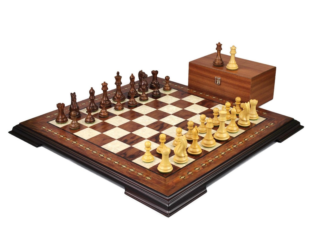 Helena Chess Set Rosewood 20 Sheesham Fierce Knight Staunton Pieces 3. ...