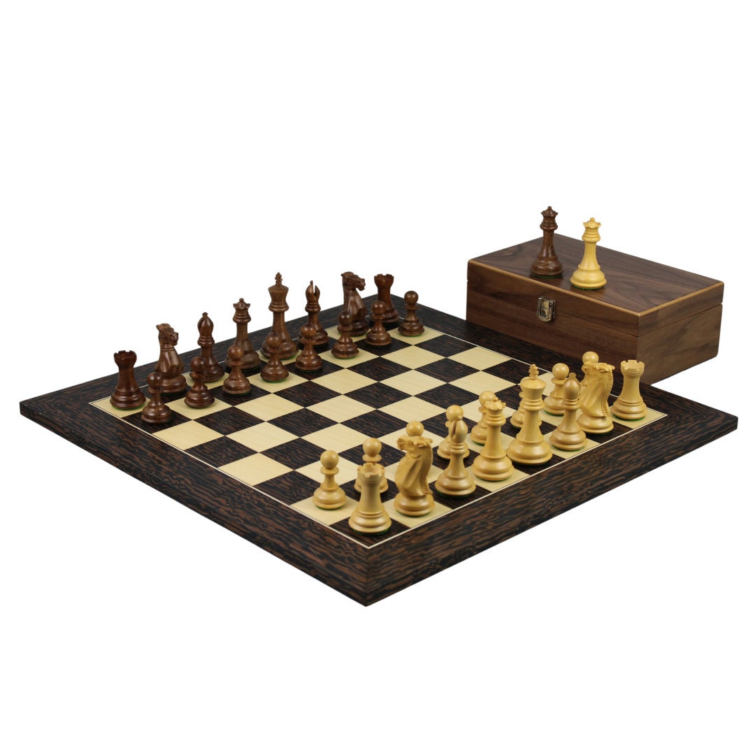 Tiger Ebony Chess Set 20 Inch With Weighted Sheesham Morphy ...