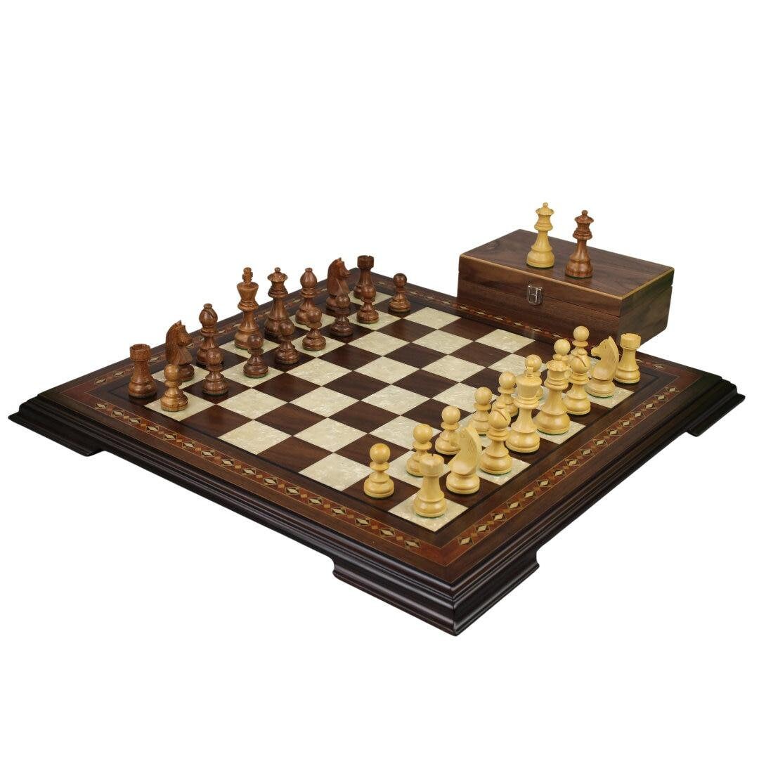 Walnuss Schachset 44 cm Mit Helena Schachbrett und gewichteten Sheesham ...