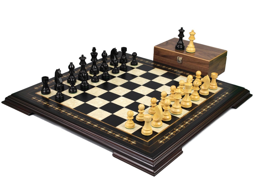 Wooden Helena Chess Set Ebonywood 20 Weighted Ebonised German Staunton ...