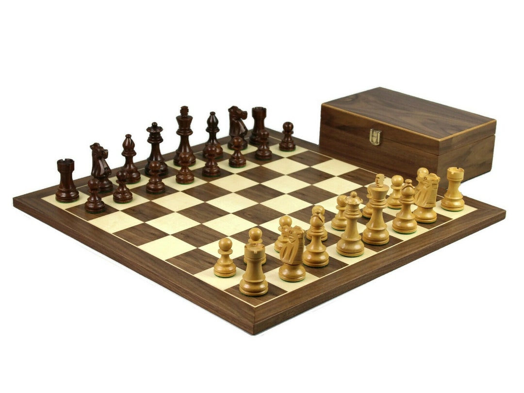 Wooden Chess Set Walnut Board 20 Weighted Sheesham - Etsy