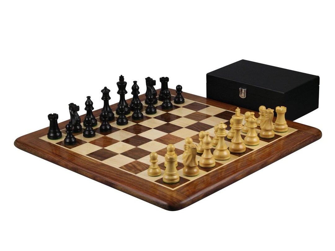 20 Inch Sheesham Chess Set Sheesham Flat Chess Board Ebonised Ebonised ...