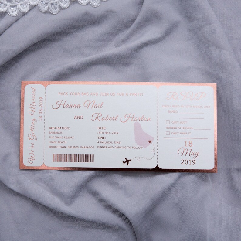 Airline Ticket Style Boarding Pass Invitations, Ticket Style ...