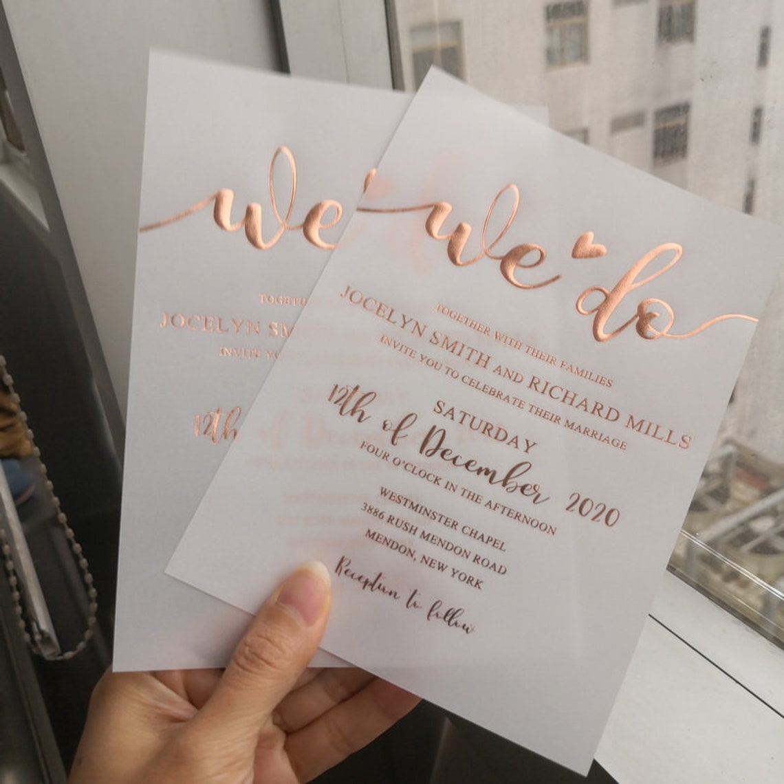 Rose Gold Foil and Vellum Invites Vellum Invitations - Etsy