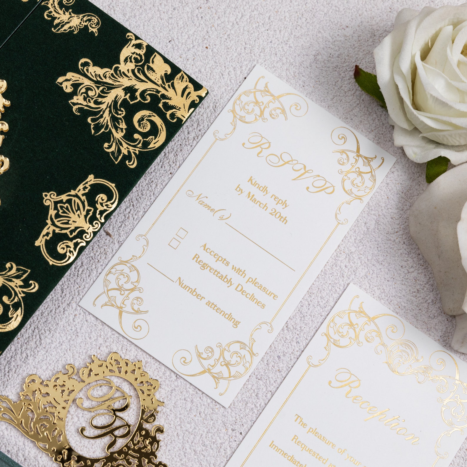 Velvet Gold Foil Wrap Invitation Suite, Easy Pocket Invitations, Velvet ...