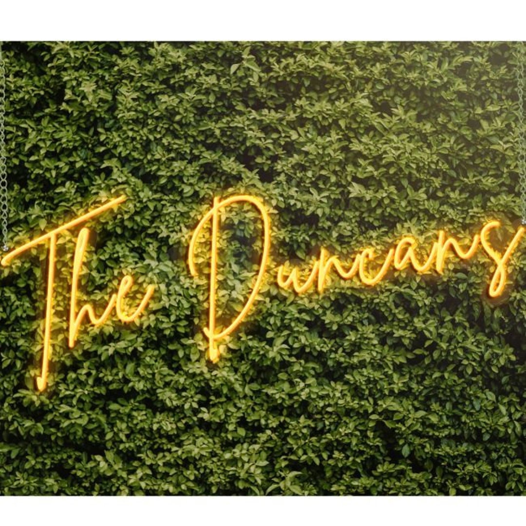 Personalised Last Name LED Neon Sign, Neon Acrylic Backed Wedding Sign ...