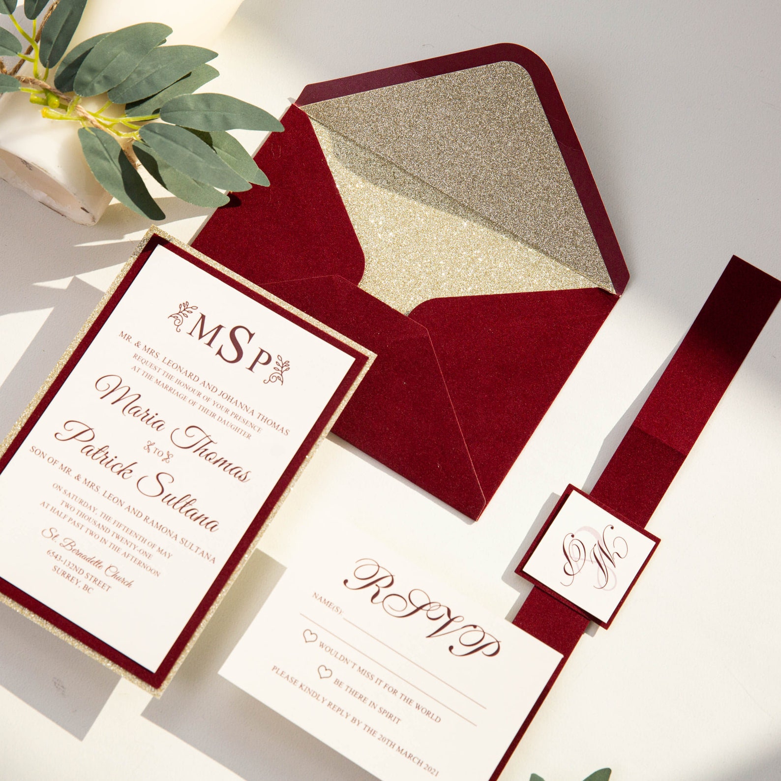 Stunning Velvet and Gold Wedding Invitations, Unique Velvet Invites ...