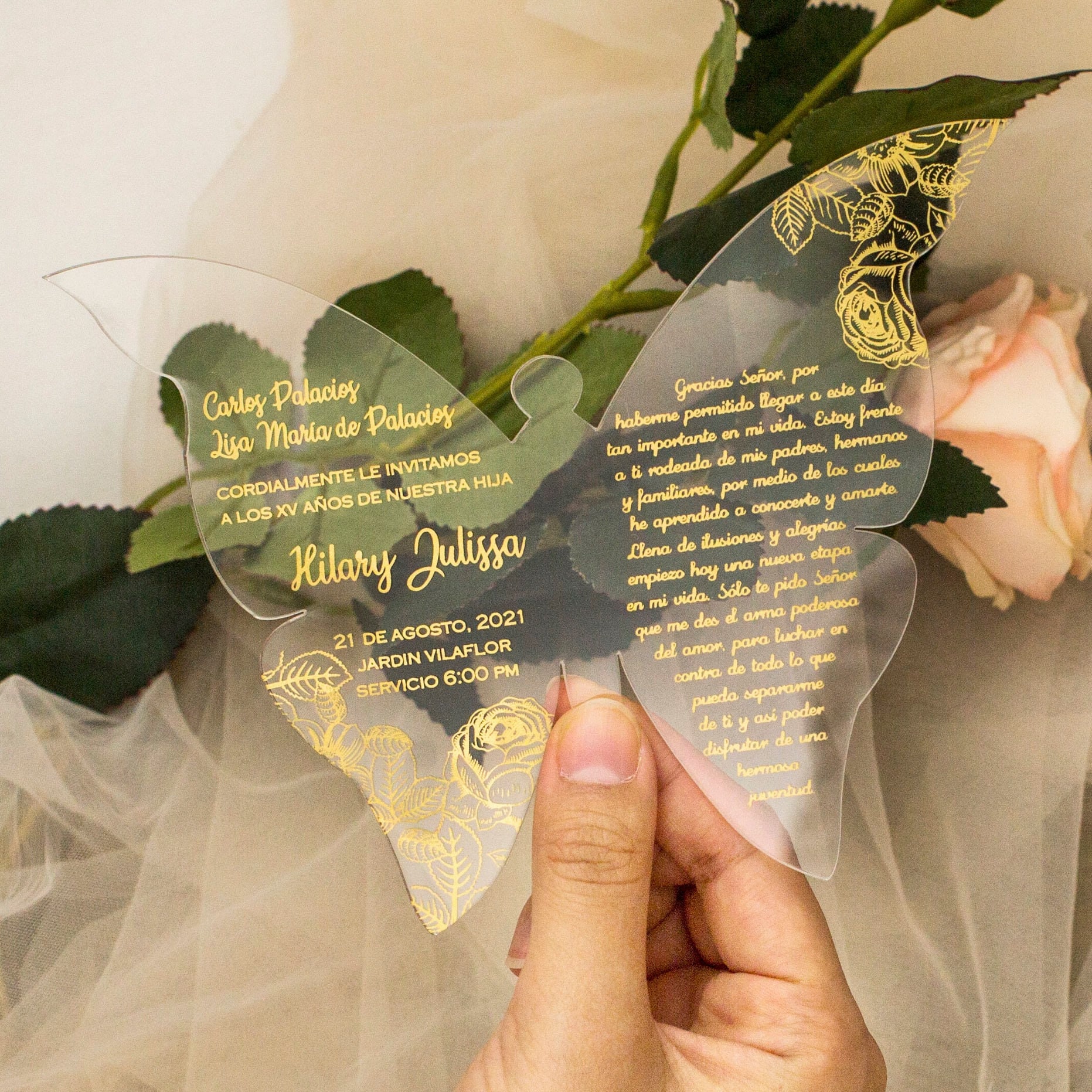 Butterfly Acrylic Invitations for Quineaneras, Acrylic Invitations With ...