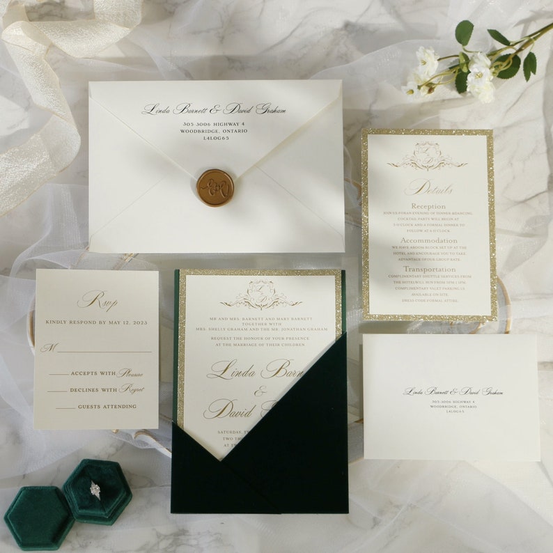 Velvet Wrap Invitation Suite, Easy Pocket Invitations, Velvet Invites ...
