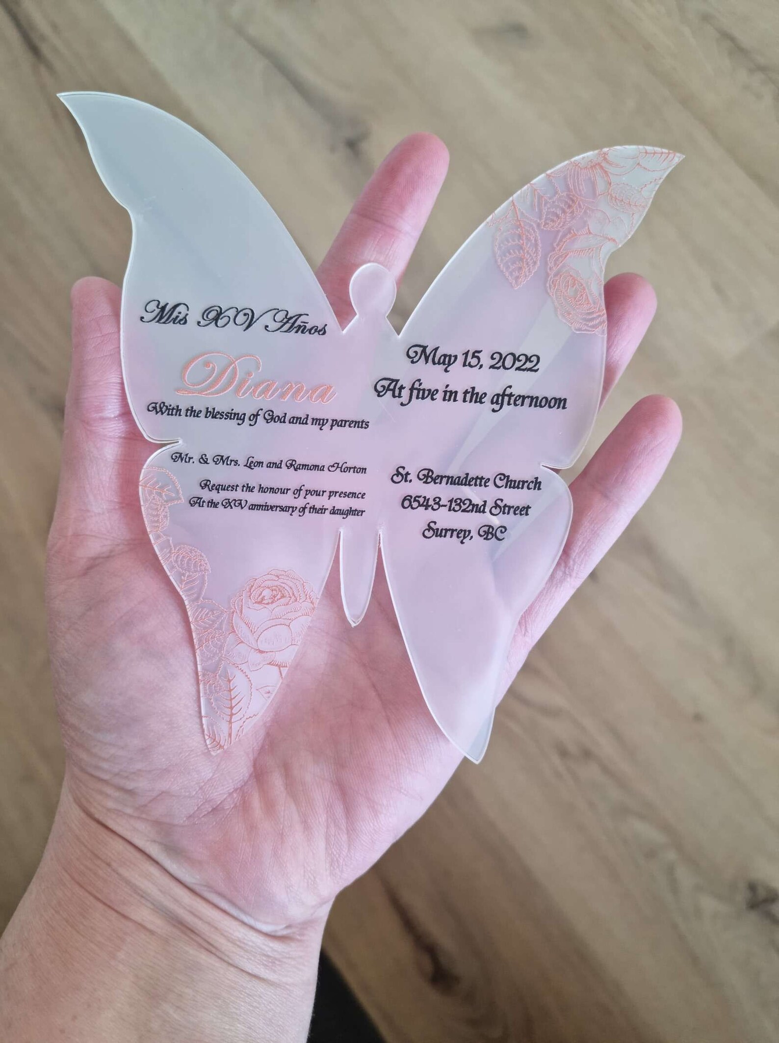 Butterfly Acrylic Invitations for Quineaneras, Acrylic Invitations With ...