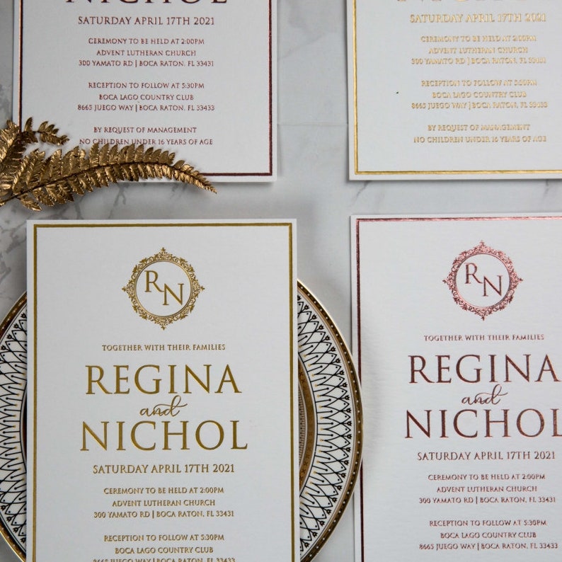 Cotton Paper Full Foil Invitations 600gsm Cotton Invitations - Etsy