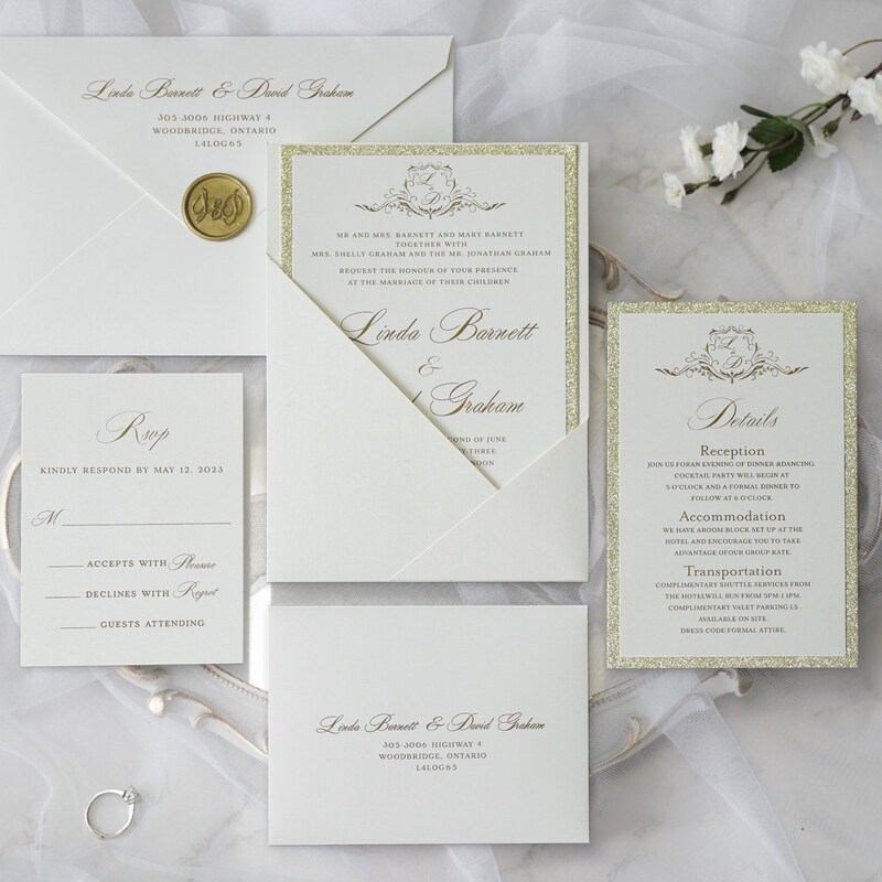 Gold Invitation - Etsy