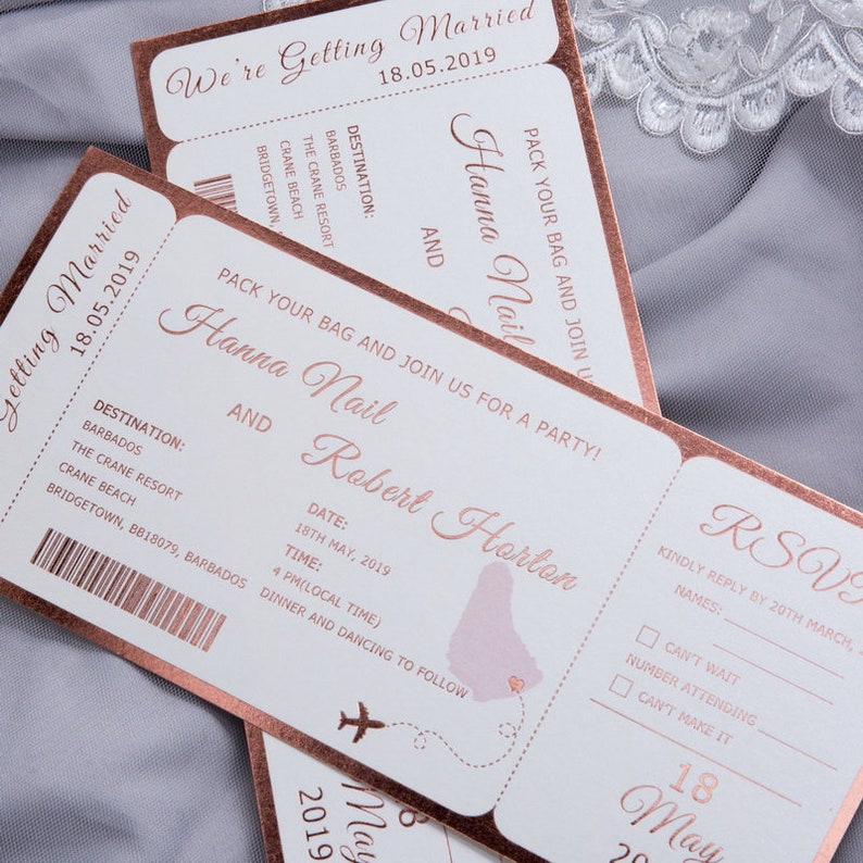 Airline Ticket Style Boarding Pass Invitations, Ticket Style ...