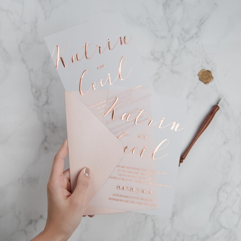 Foil Wedding Invitations & RSVP Set With Envelopes, Wedding Invitation ...