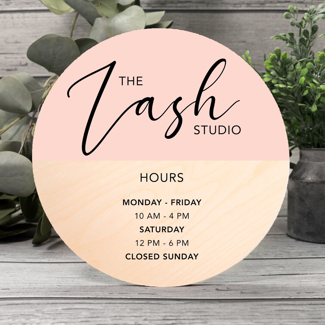 Round Natural Wood Sign, UV Printed Sign for Business Hours, Hanging ...