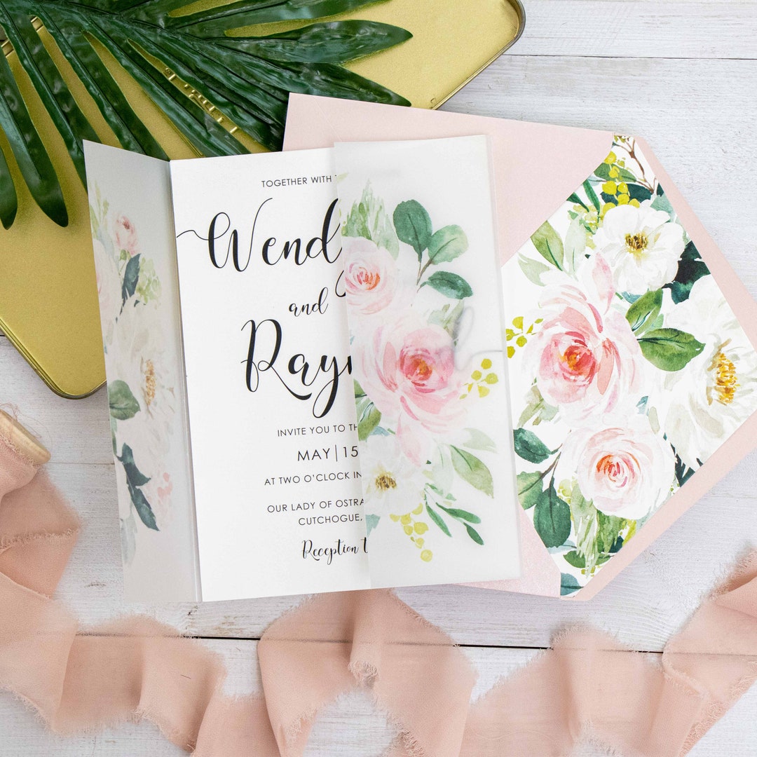 Rose Printed Vellum Wrap & Invitation Collection, Printed Vellum ...