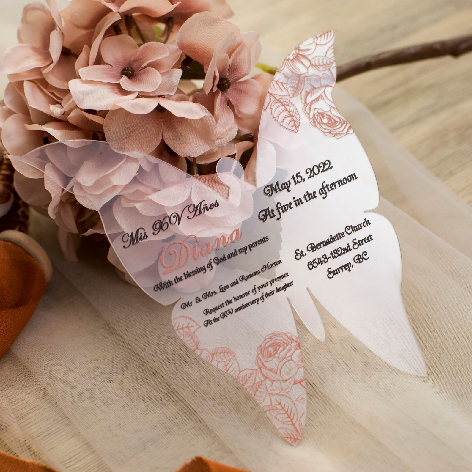 Butterfly Acrylic Invitations for Quineaneras, Acrylic Invitations With ...