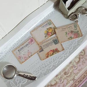 Miniature Postcards, Distressed Paper, Vintage Postcards, Dollhouse ...