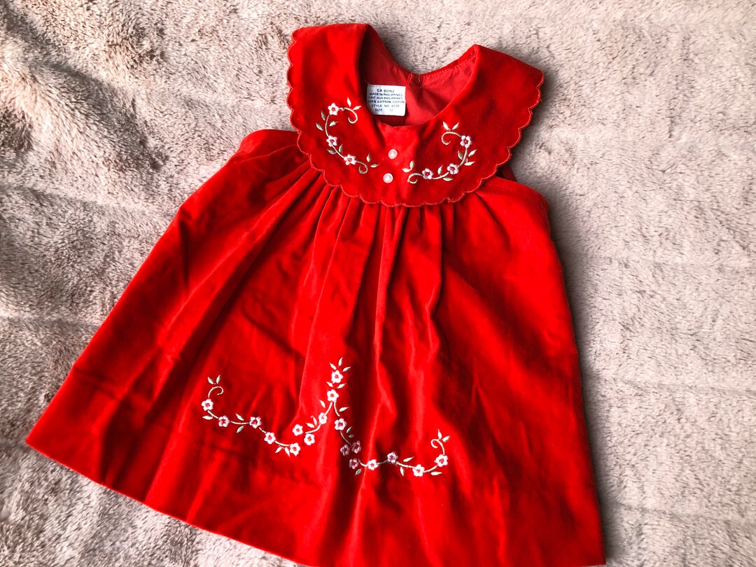 Sweet Vintage 1970s Red Velvet Baby Dress, Sleeveless Red Velvet Dress ...