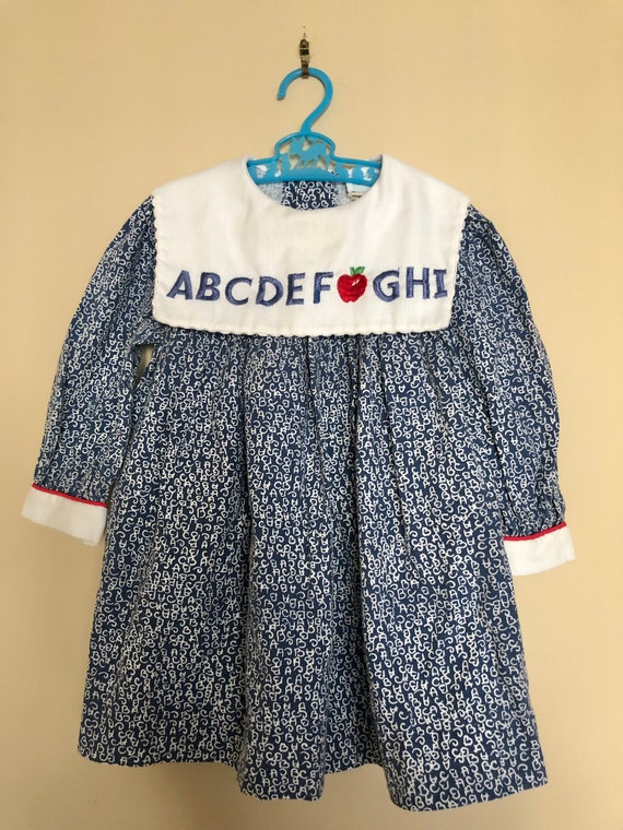 Vintage Alphabet Apple Dress with Embroidered Alphabe… - Gem