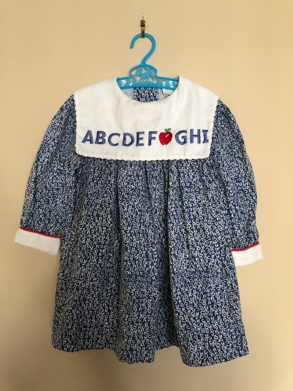 Vintage Alphabet Apple Dress with Embroidered Alphabe… - Gem
