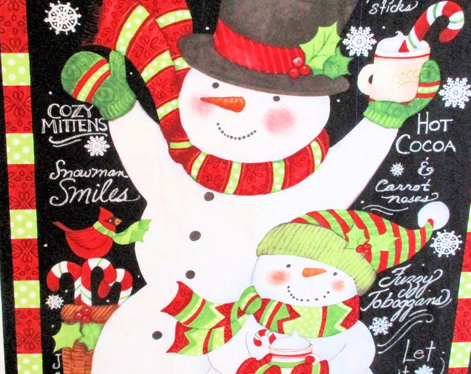 SNOWMAN PANEL, Fabric Panel, Hooray for Snow! - Etsy