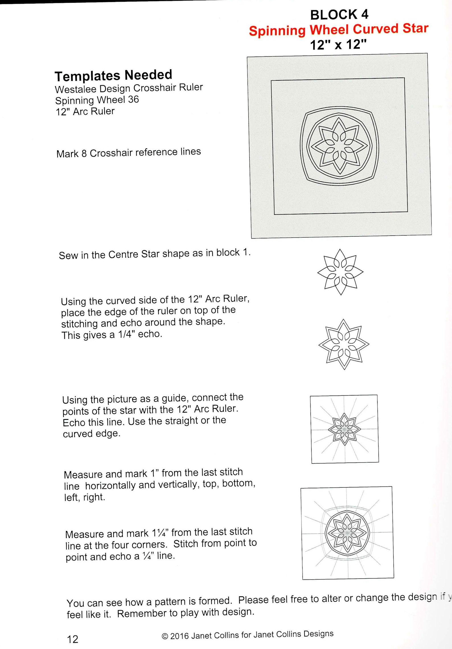 JANET COLLINS Ruler Quilt Design Book, Use With Westalee Design ...