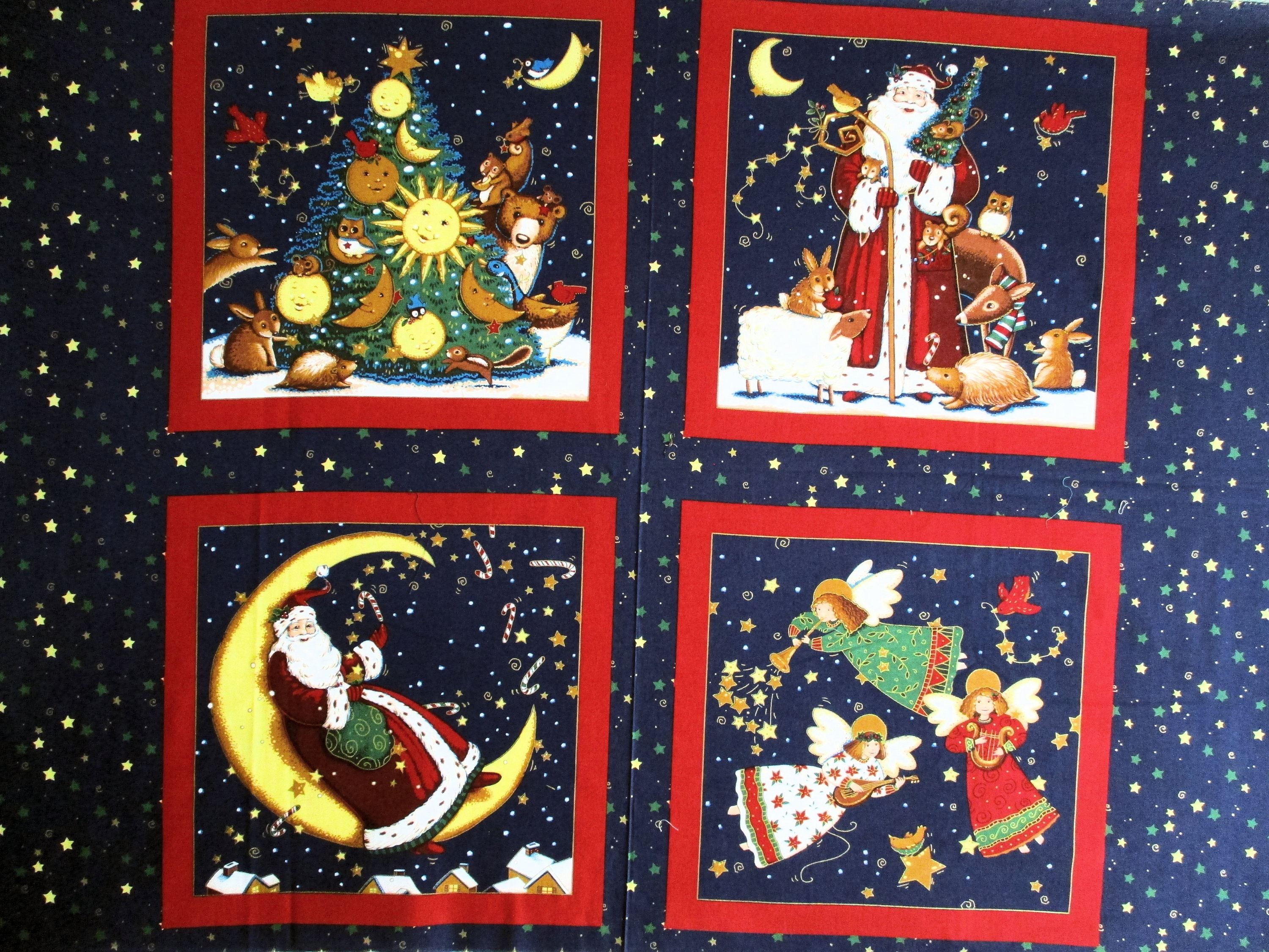 SANTA PANEL of 4 Quilting Blocks - Etsy