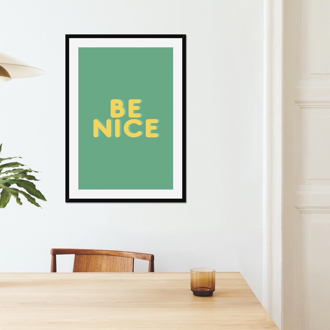 Be Nice, Kids Art Typography Wall Art Print, Home Decor, Statement Bold ...