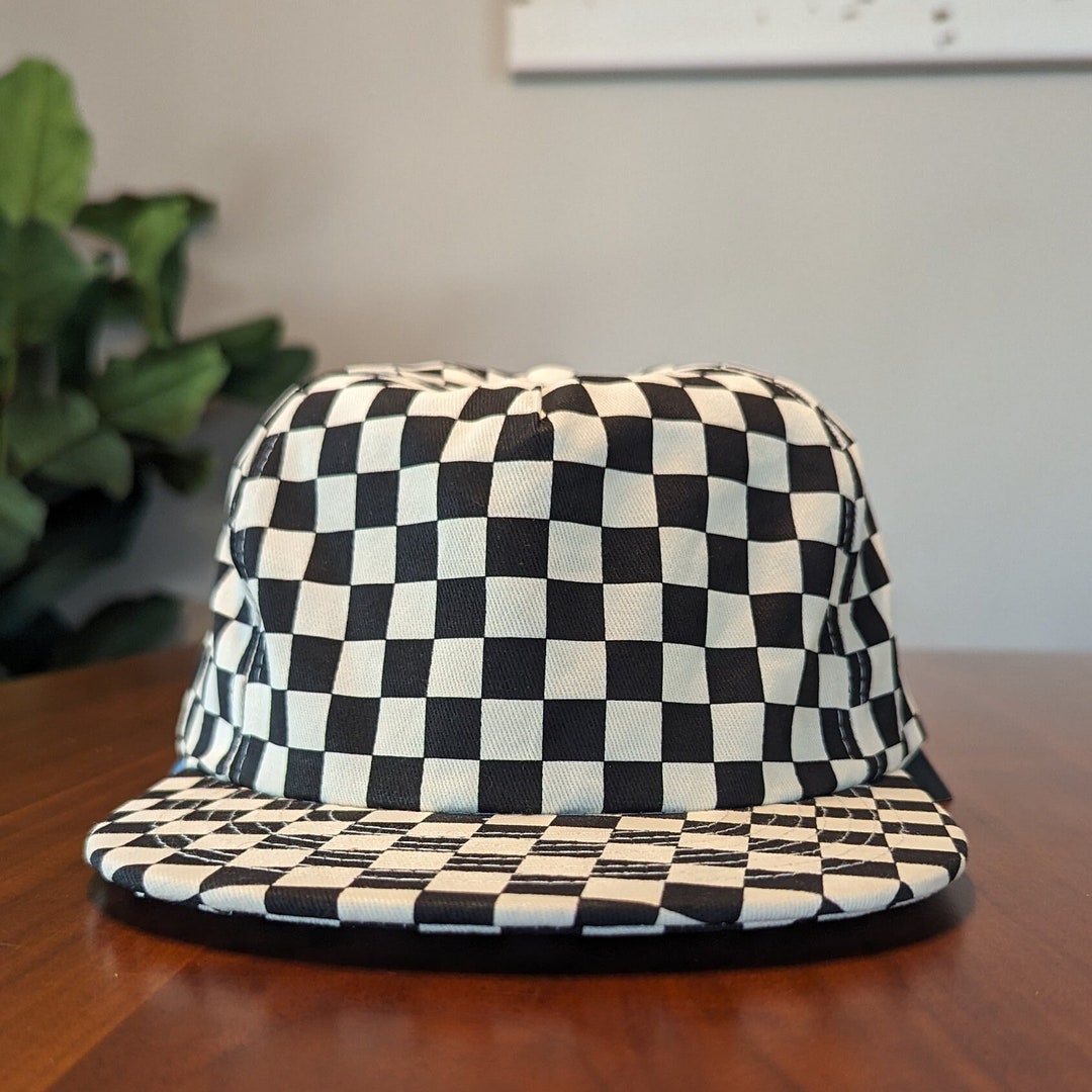 Black Checker Board Hat (SB) - Etsy