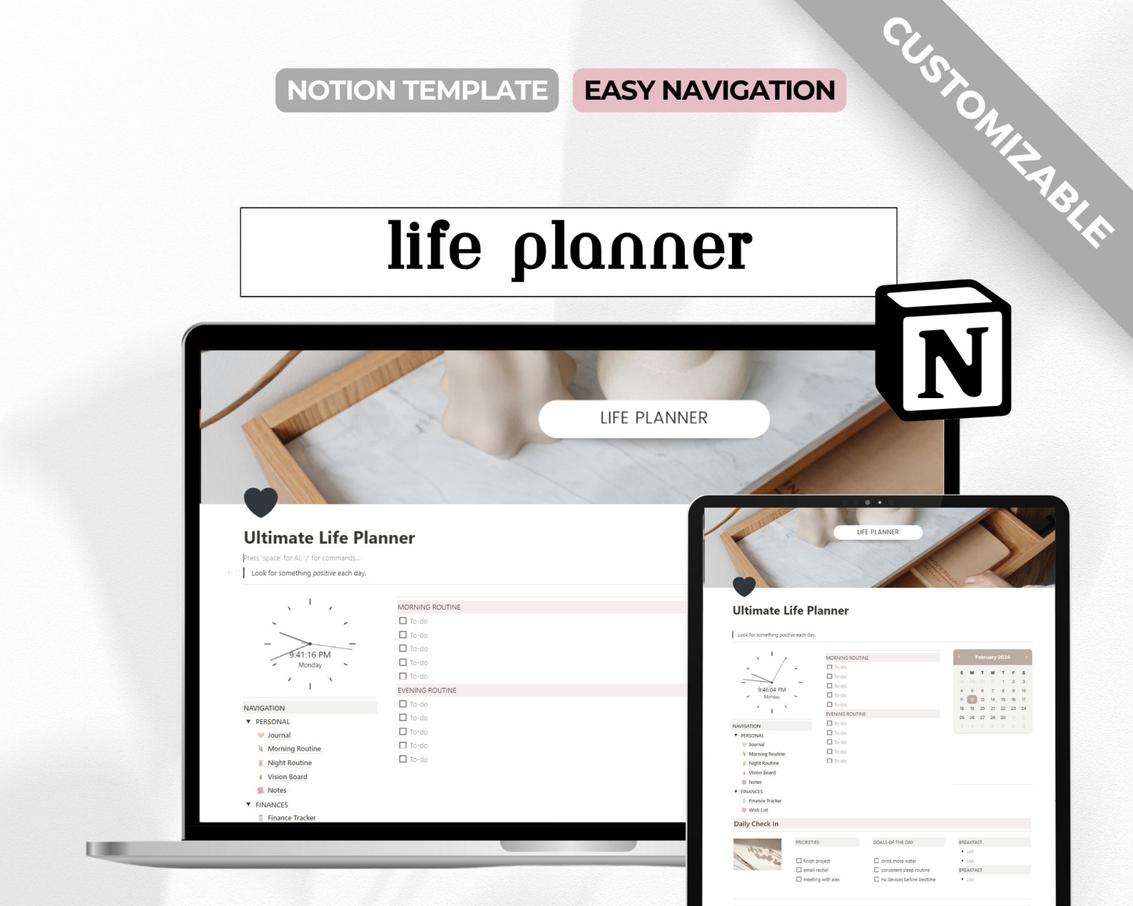 2024 All in One Notion Template Dashboard, Notion Ultimate Life Planner, Notion That Girl ...