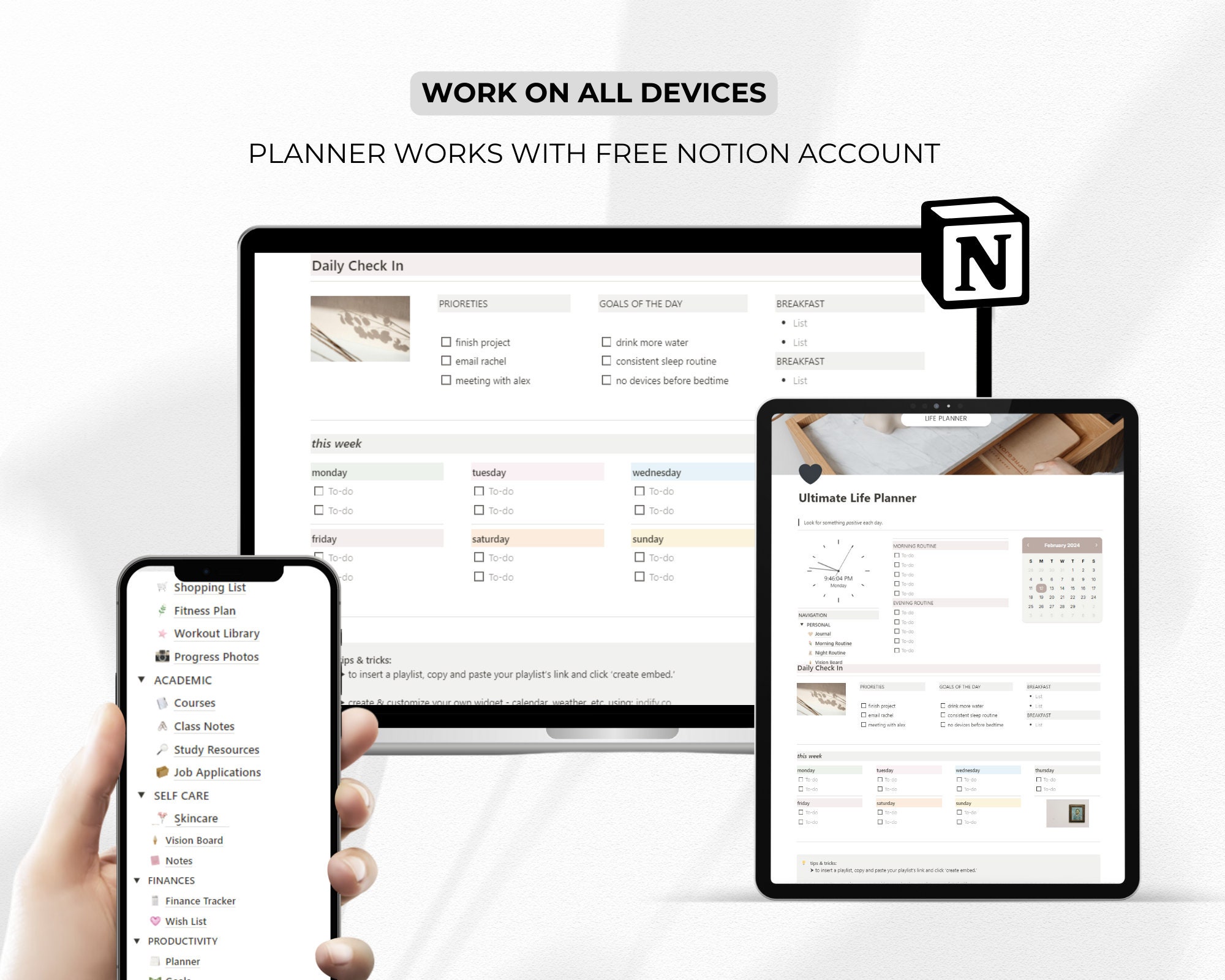 2024 All in One Notion Template Dashboard, Notion Ultimate Life Planner, Notion That Girl ...