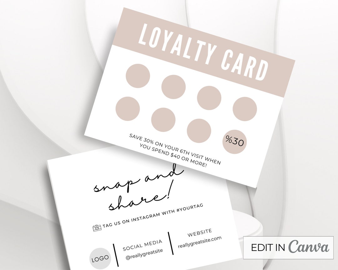 Personalized Loyalty Cards Template, Small Business Supplies, Instant ...