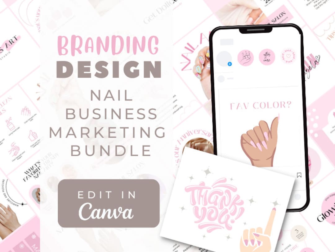 Customizable Nail Tech Marketing Bundle Nail Artist Branding - Etsy