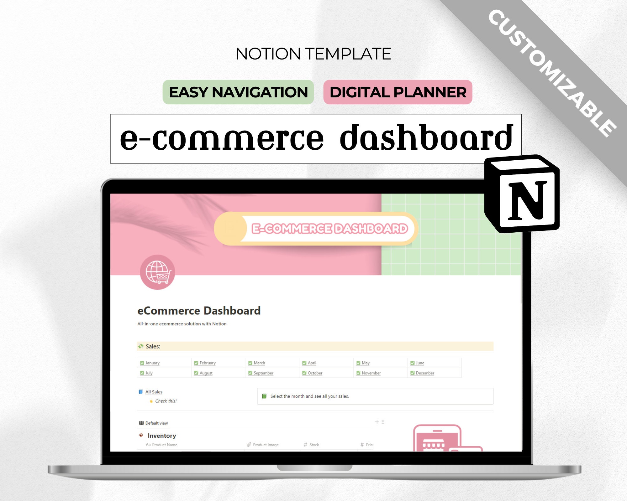 Notion Dashboard for Ecommerce, Notion Template for Business, Sales Tracker, Online Seller ...