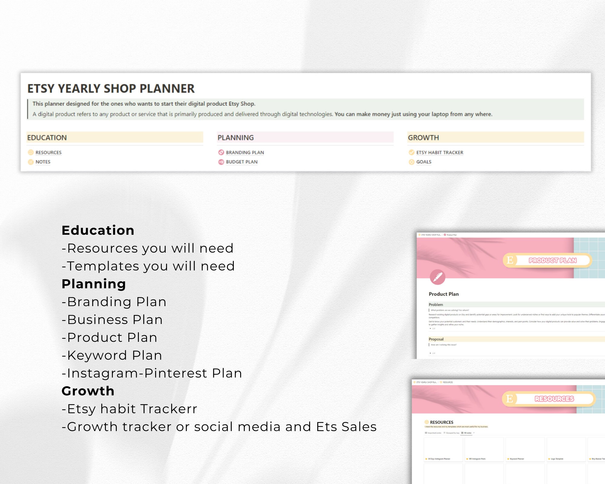 Notion Template Etsy Shop Planner, Notion Business Planner, Etsy Seller ...