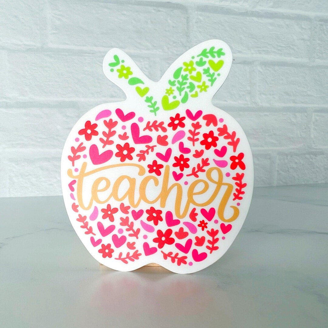 Teacher Apple Sticker | Teacher Sticker | Waterproof Vinyl Sticker ...