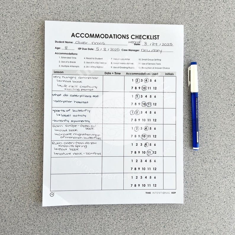 Accommodations Checklist Data Notepad | 50 Sheets - Etsy