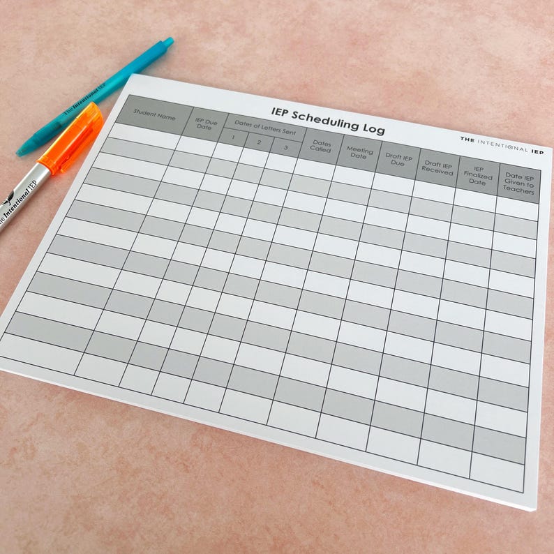 IEP Scheduling Log Notepad for Caseload Managers | 50 Sheets - Etsy