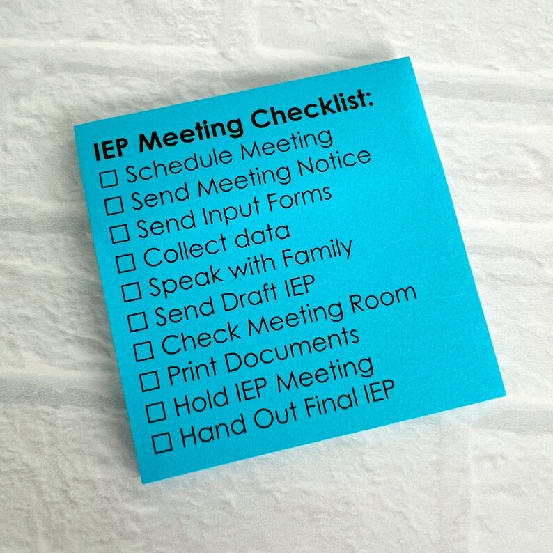 IEP Meeting Checklist Sticky Note Pad | 50 Sheets - Etsy