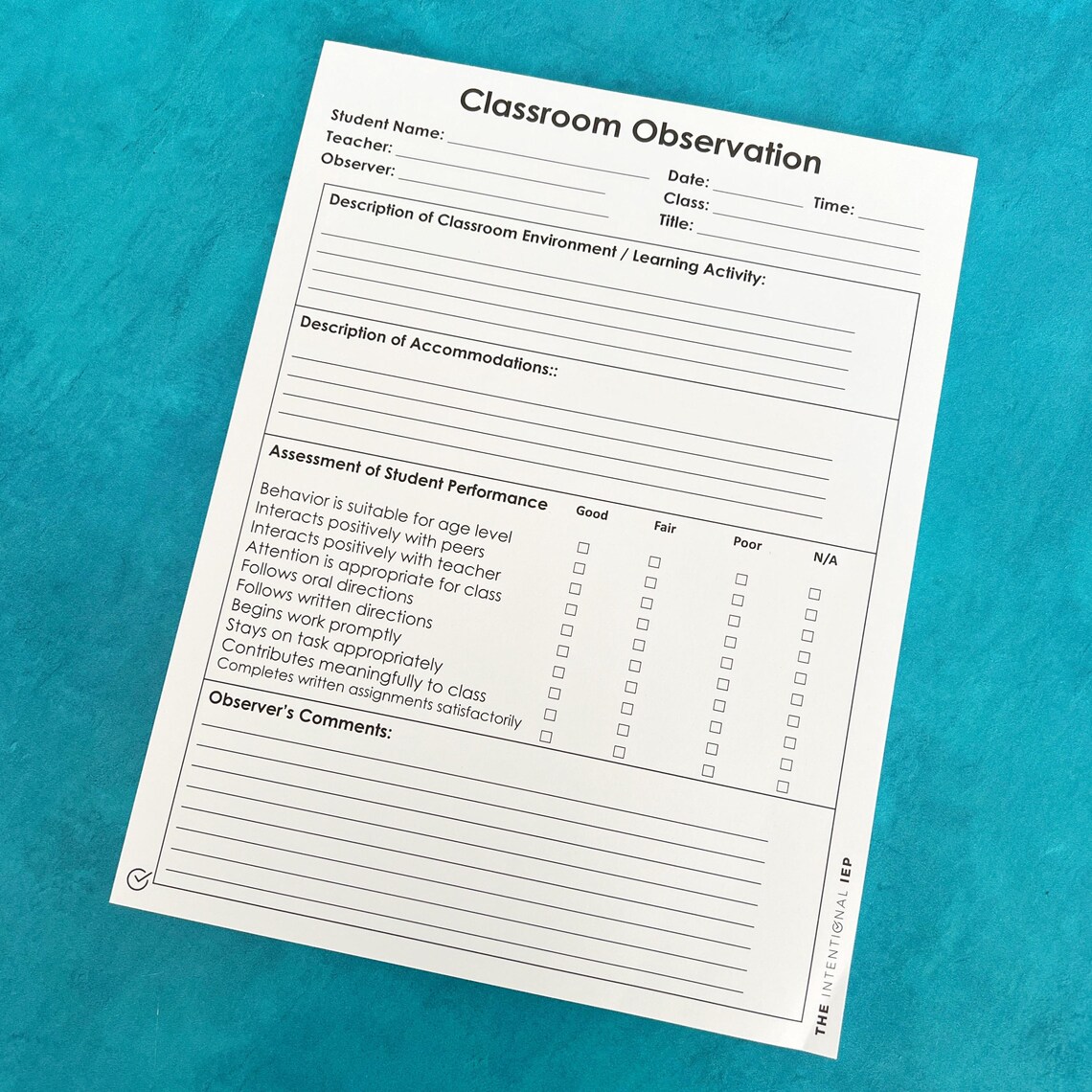 Classroom Observation Data Notepad 50 Sheets - Etsy