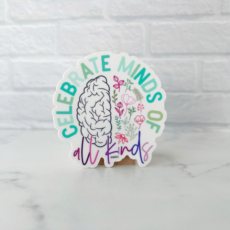 Celebrate All Kinds of Minds Flower Brain Sticker - Etsy