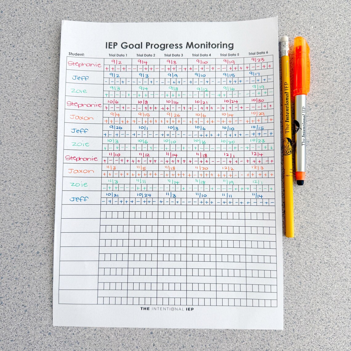 Iep Goal Progress Monitoring Data Notepad | 50 Sheets - Etsy
